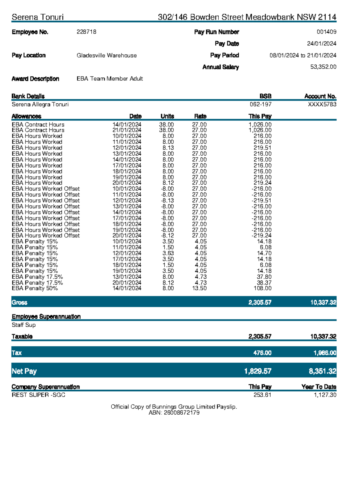 Ww - gbrtb - Annual Salary 53,352. Award Description EBA Team Member Adult EBA Contract Hours ...