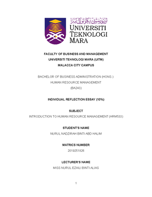 Assignment Declaration Form - FACULTY OF BUSINESS AND MANAGEMENT ASSIGNMENT/ PROJECT DECLARATION ...