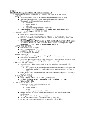 ART 100 Quiz 1 Study Guide - ART 100 Study Guide for Exam 1 Fall 22 ...