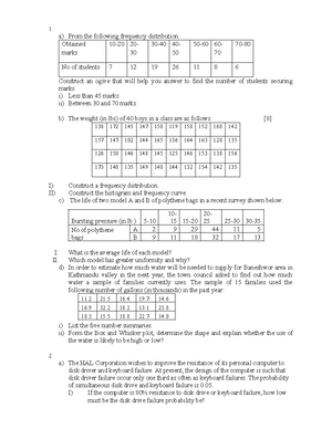 Probability and statistics past question - Probability and Queuing Theory - Studocu
