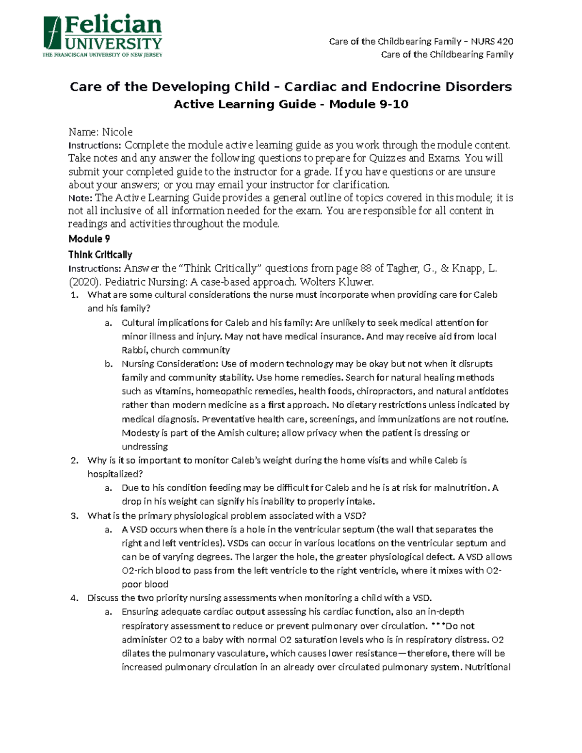 Care of the Developing Child Cardiac and Endocrine Disorders Active ...