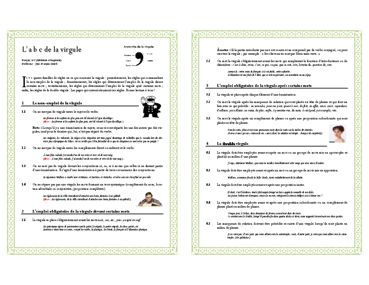Virgule - Grammaire et conjuguaison - L L ’ ’ a a b b c c d d e e l l a ...