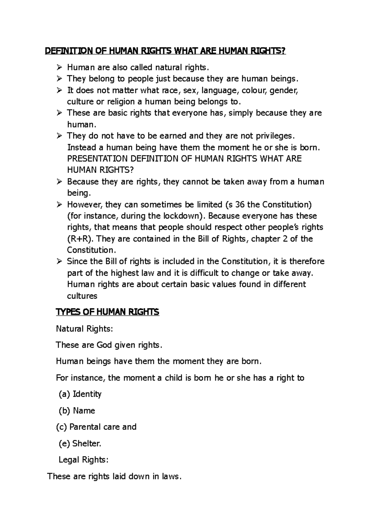 Definition OF Human Rights WHAT ARE Human Rights - DEFINITION OF HUMAN ...