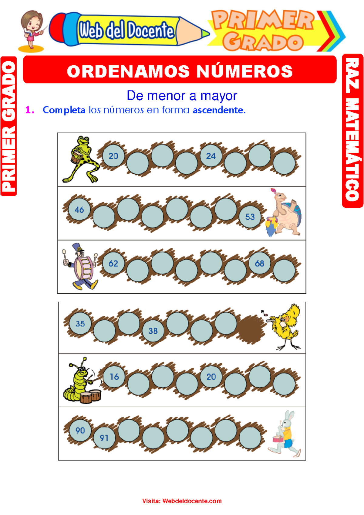 Ordenamos Números para Primer Grado de Primaria - matematica ...