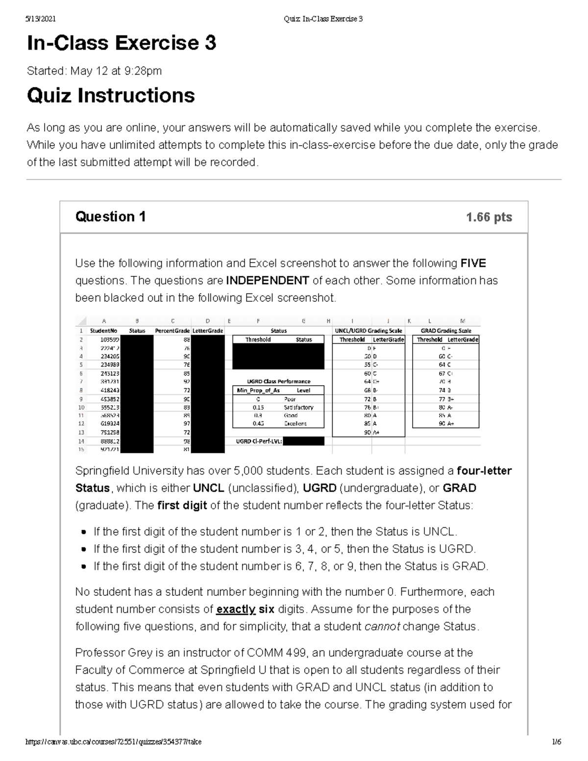 In-Class Exercise 3 - While you have unlimited attempts to complete ...