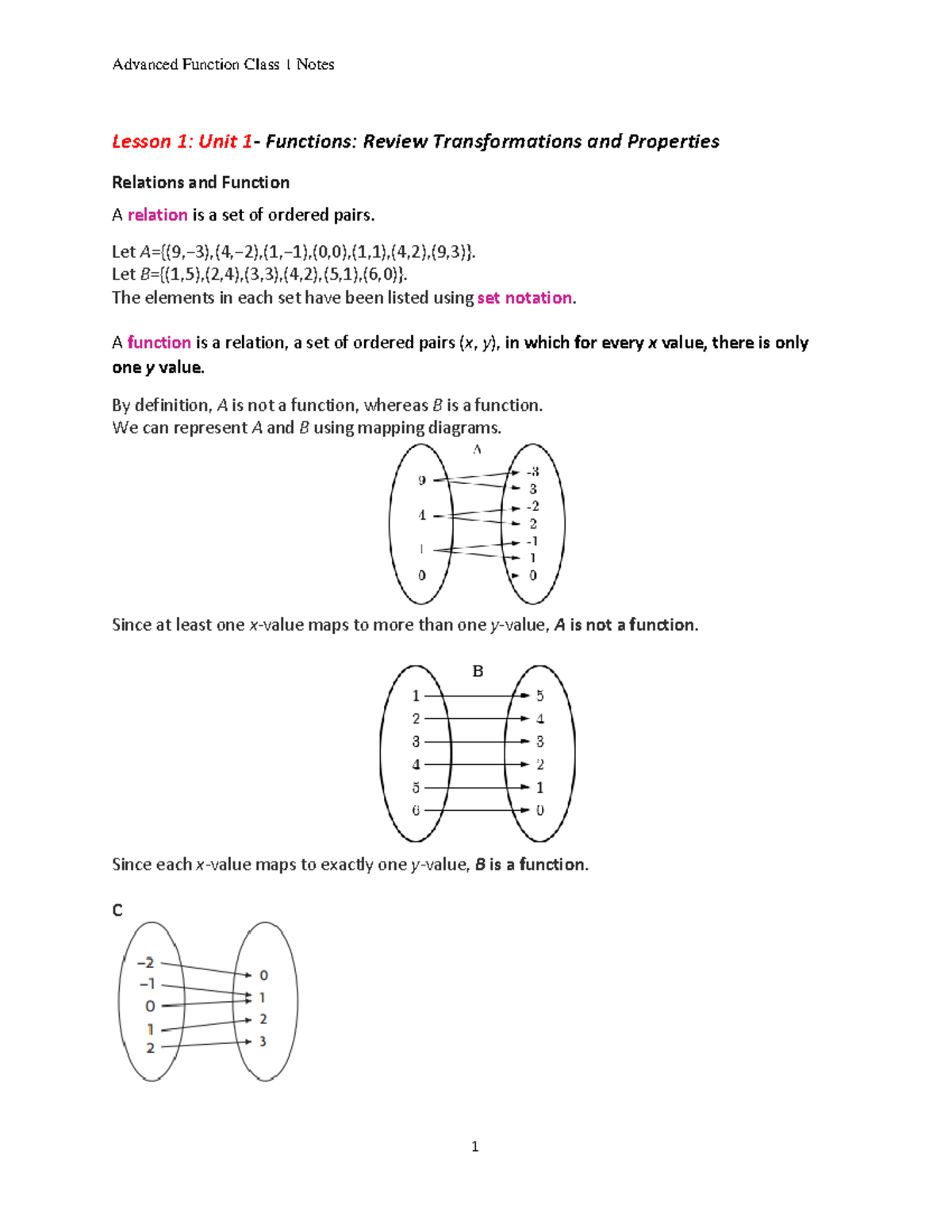 Class 01 Advanced Functions Notes Sep 09-11 - Lesson 1: Unit 1 ... Class 01 Advanced Functions Notes Sep 09-11 - Lesson 1: Unit 1 ...