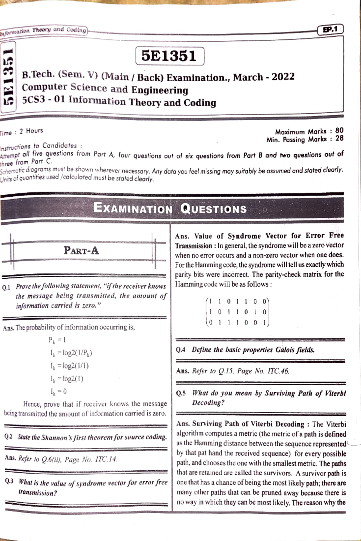 ITC 2022 nk - check this out - ####### 5B1351Ananon Theony and Coding B. (Sem. V) (Main/Back ...