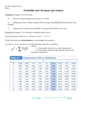 Lab1 - Lab - BIO348- Genetics Lab 1 Notes Probability and Chi-Square ...