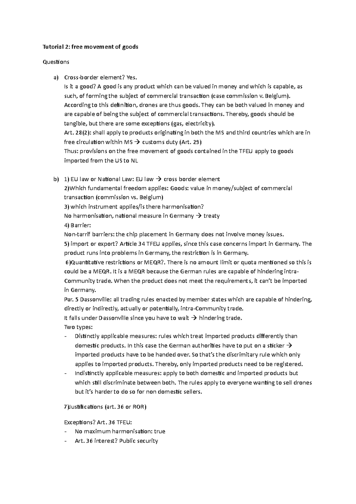 Tutorial 2: Free movements of goods - Tutorial 2: free movement of ...