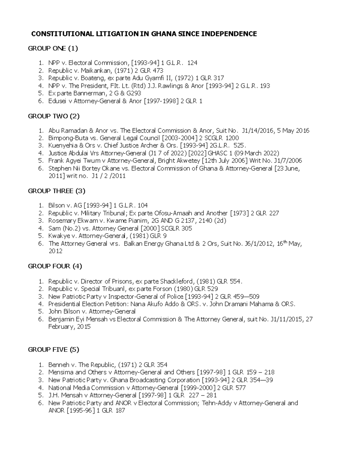 Cases - Constitutional Litigation IN Ghana - CONSTITUTIONAL LITIGATION ...