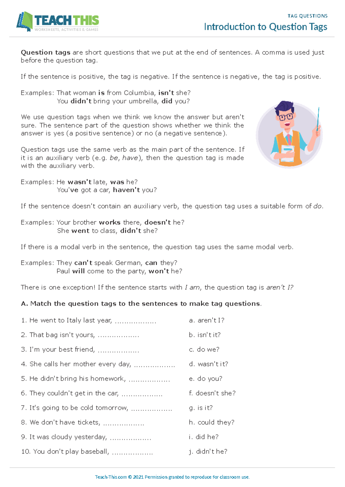 Introduction to Question Tags SS - TAG QUESTIONS Introduction to ...