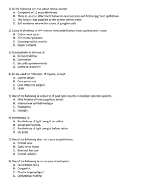 Multiple choice questions ophthalmology 1 - MULTIPLE CHOICE QUESTIONS ...