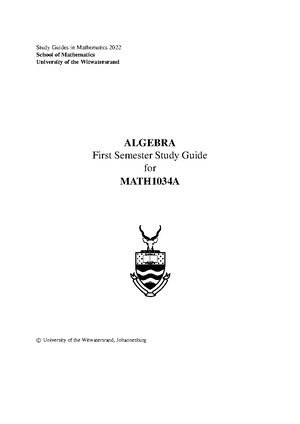 Math2011 Math2014 Algebra Math1034 Studocu