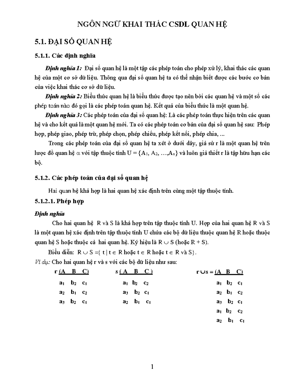 Ngonngu SQL1 - ngôn ngữ sql môn hệ quản trị cơ sở dữ liệu - neu - KTQD ...