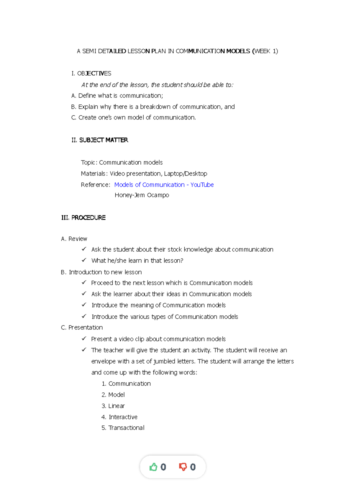 A-semi-detailed-lesson-plan-in-communication-models-week-1 compress - A ...