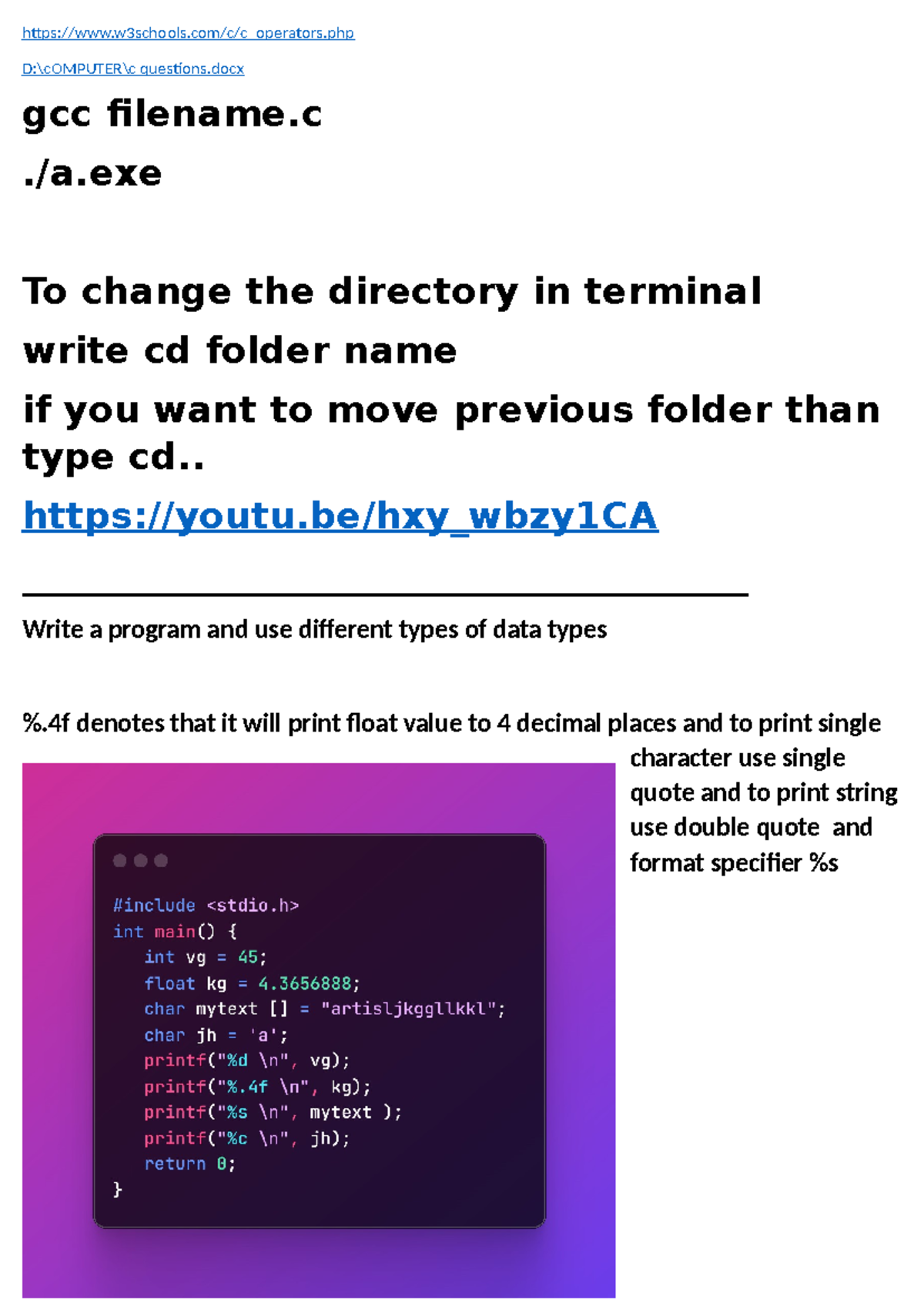 C Program - I WANT THIS DOCUMENT SO THAT I CAN STUDY - w3schools/c/c ...