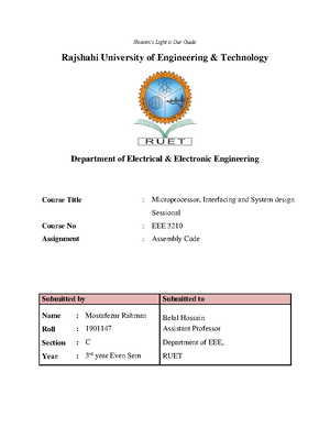 1604027 - Microprocessor Assignment - "Heaven’s Light Is Our Guide ...