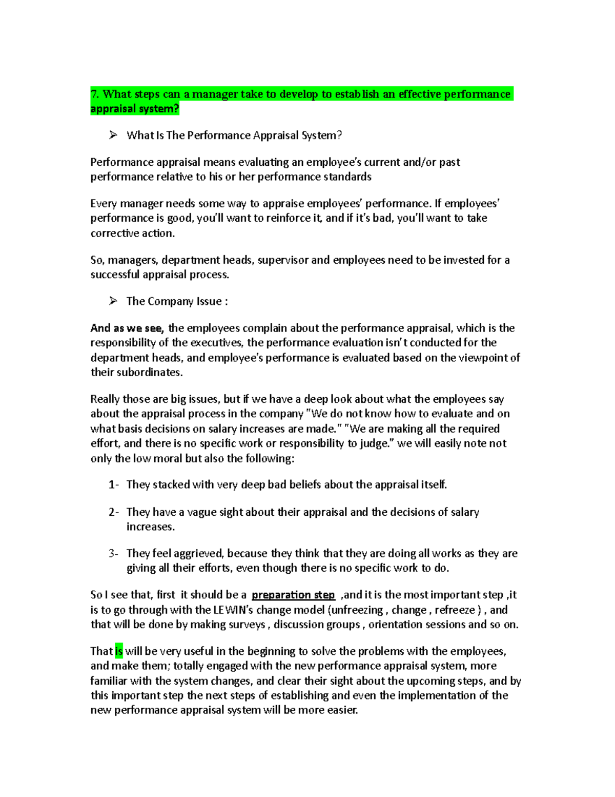 HR case study Q7 - What steps can a manager take to develop to ...