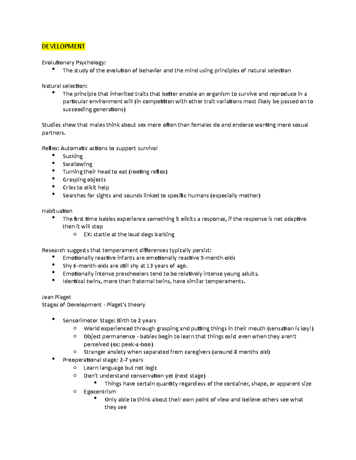 Psych 111 Development and Social Psychology Notes - DEVELOPMENT ...