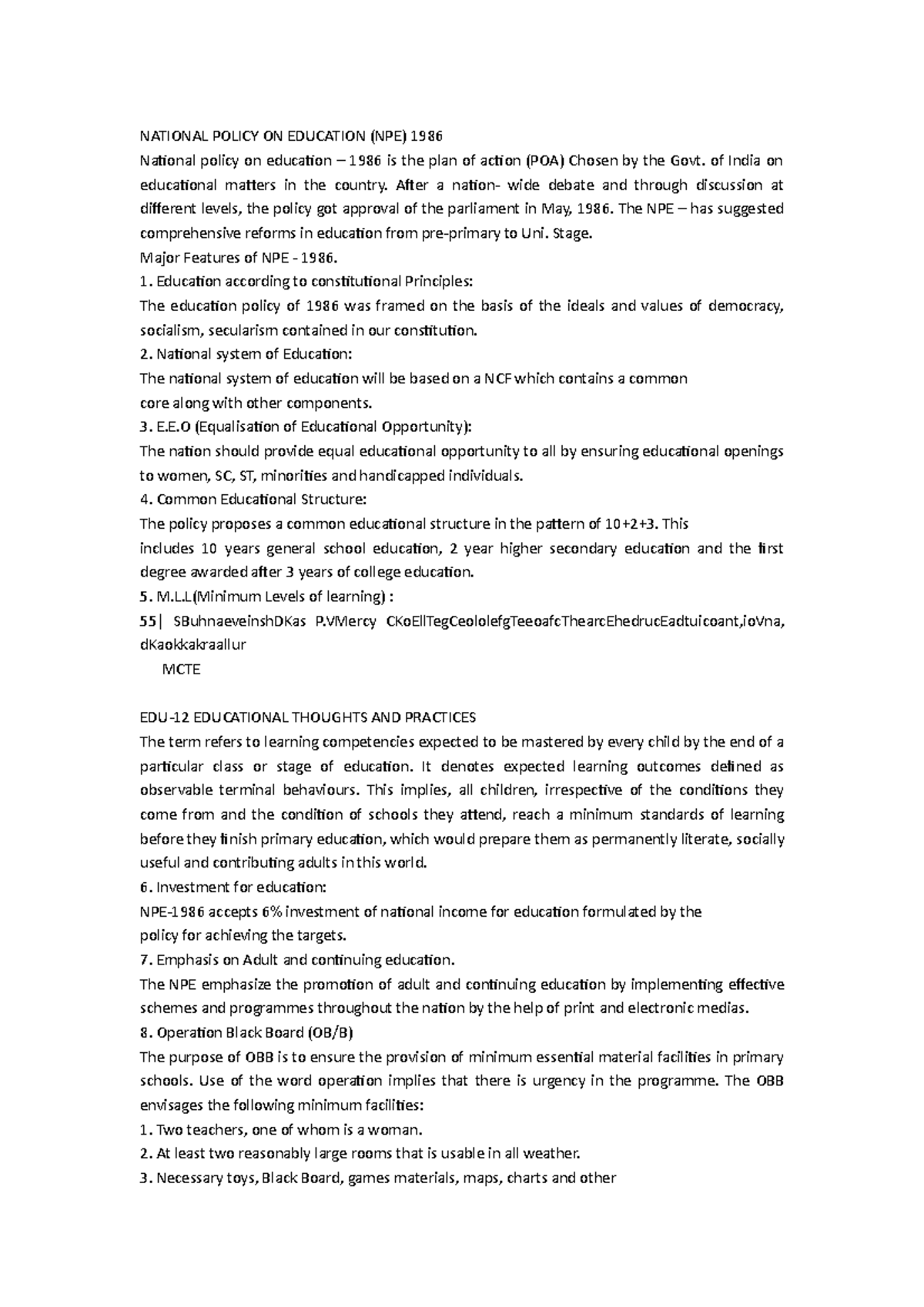 National Policy On Education NATIONAL POLICY ON EDUCATION NPE 1986 national-policy-on-education-national-policy-on-education-npe-1986
