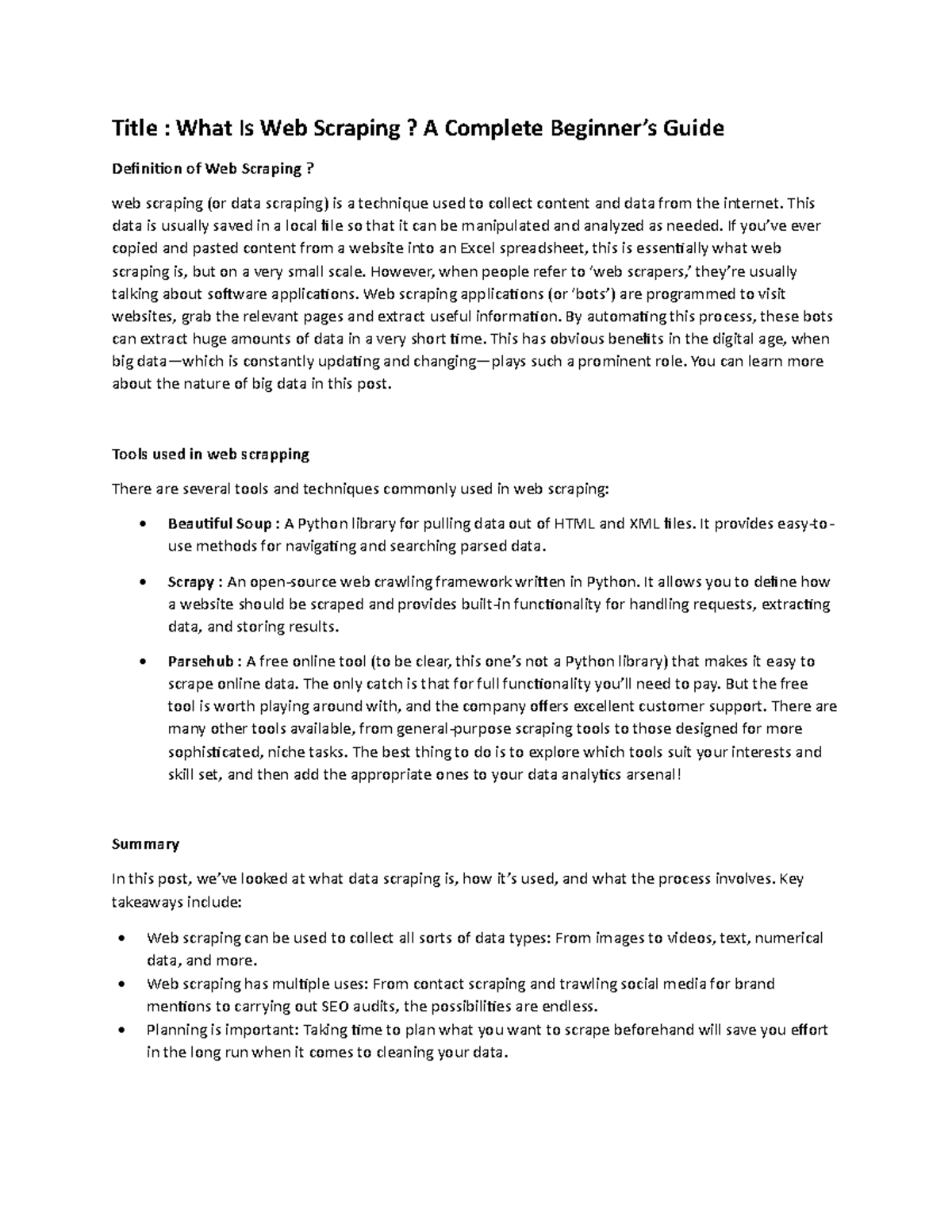 Web Scrapping This Data Is Usually Saved In A Local File So That It Can Be Manipulated And