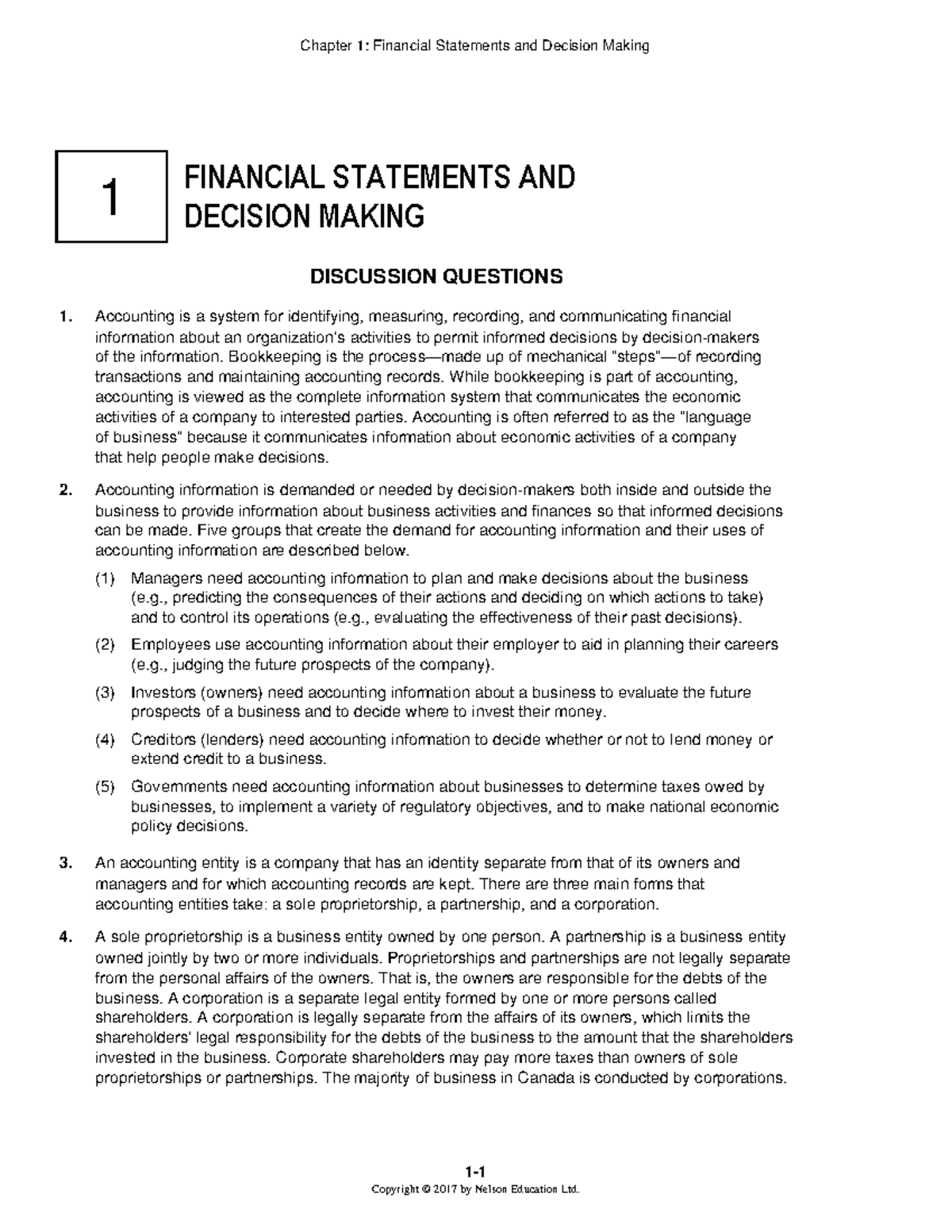 C01 Rich ISM 2ce - Chapter 1 Assignments - introduction to Financial ...