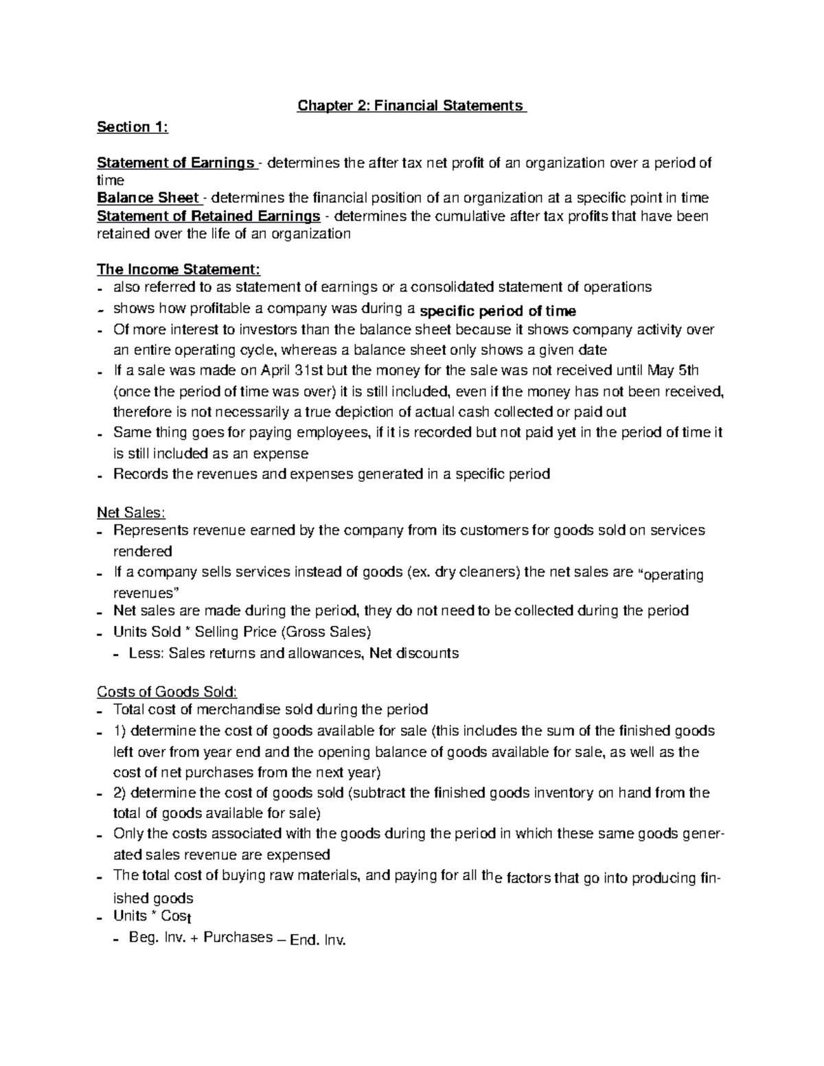 Chapter 2 - Financial Statements - Chapter 2: Financial Statements ...