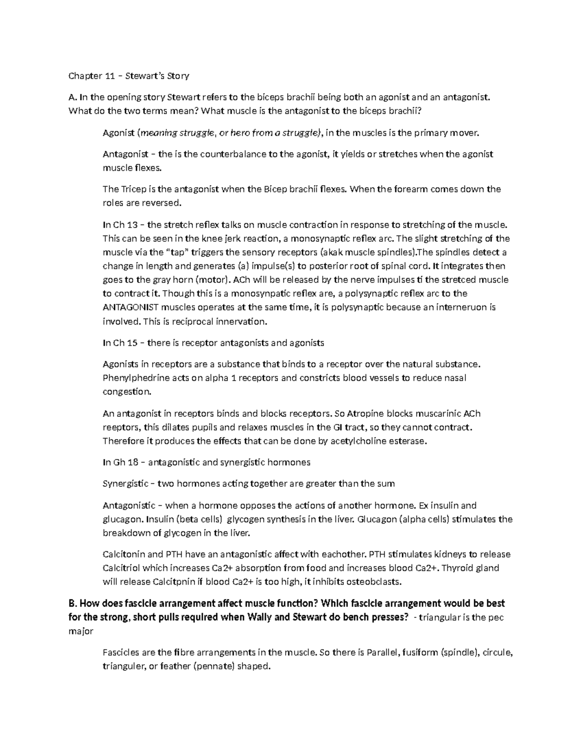 Ch 11 Muscle Tissue Case Study Stewarts Story - Chapter 11 – Stewart’s Story A. In the opening ...
