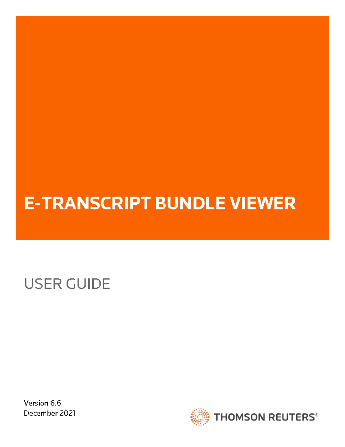 E transcript bundle viewer user guide - Version 6. December 2021 E ...