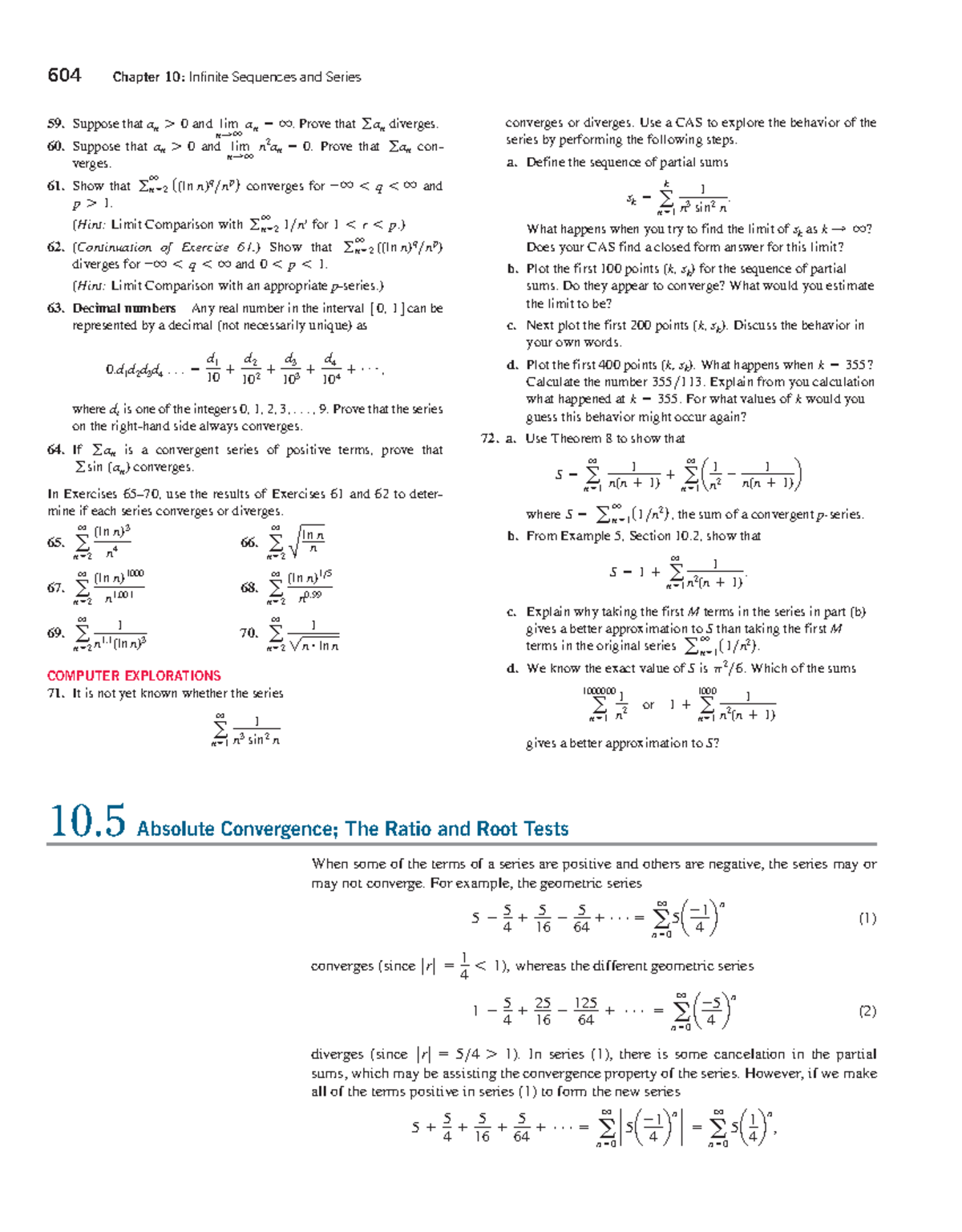 Math ch10-5 - math work - 604 Chapter 10: Infinite Sequences and Series 59. Suppose that an 7 0 ...