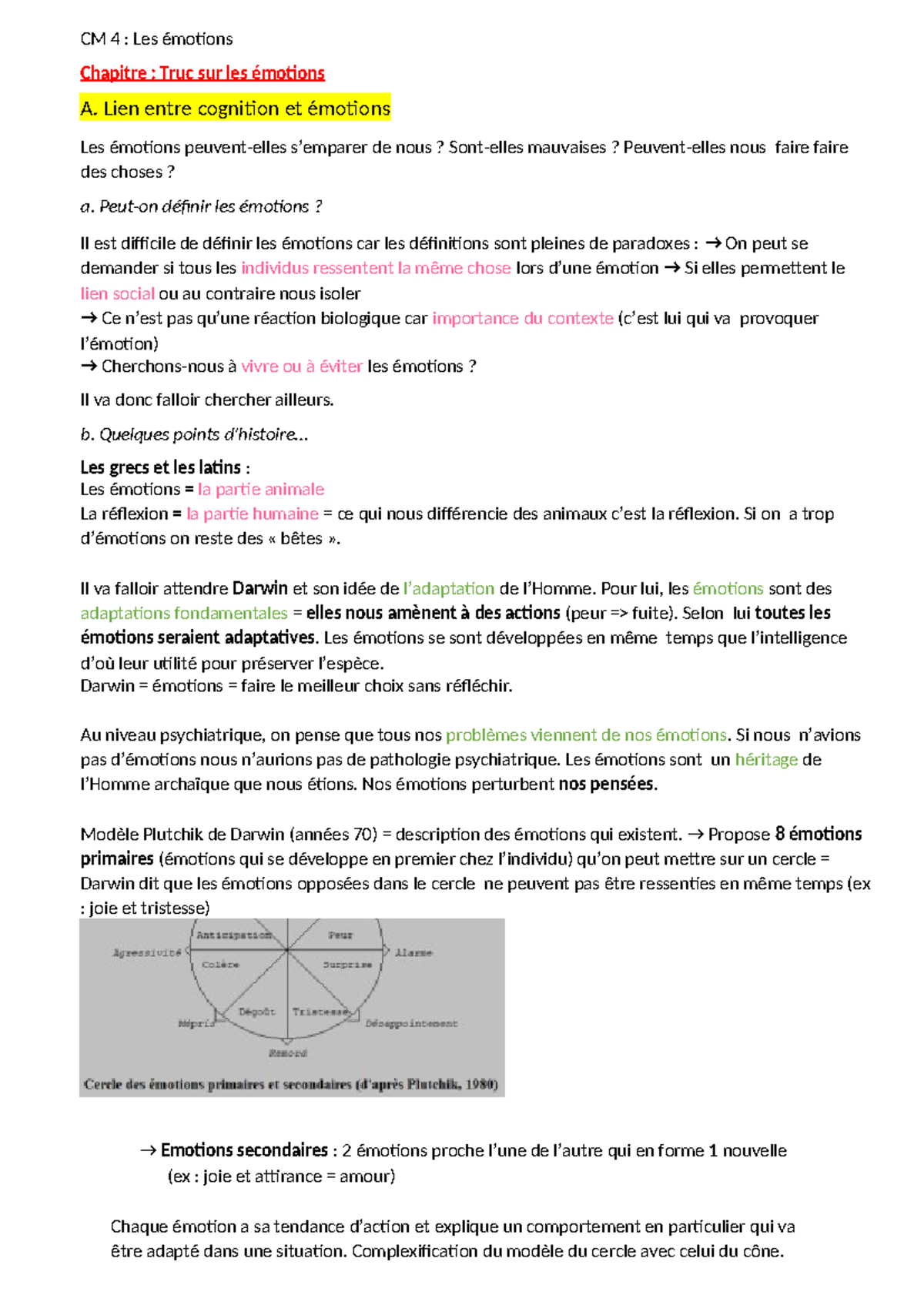 CM Maj Cog Emotions 1 - CM s1 - CM 4 : Les émotions Chapitre : Truc sur ...