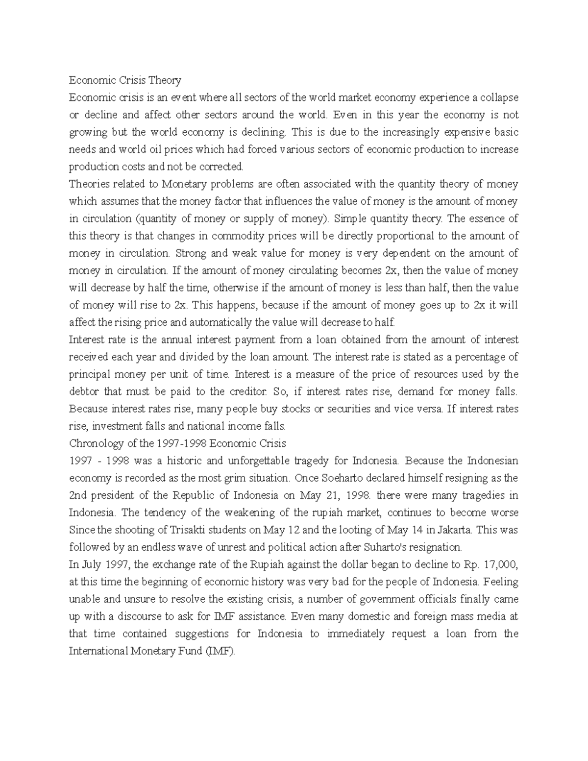 Economic Crisis Theory for speech task - Economic Crisis Theory ...