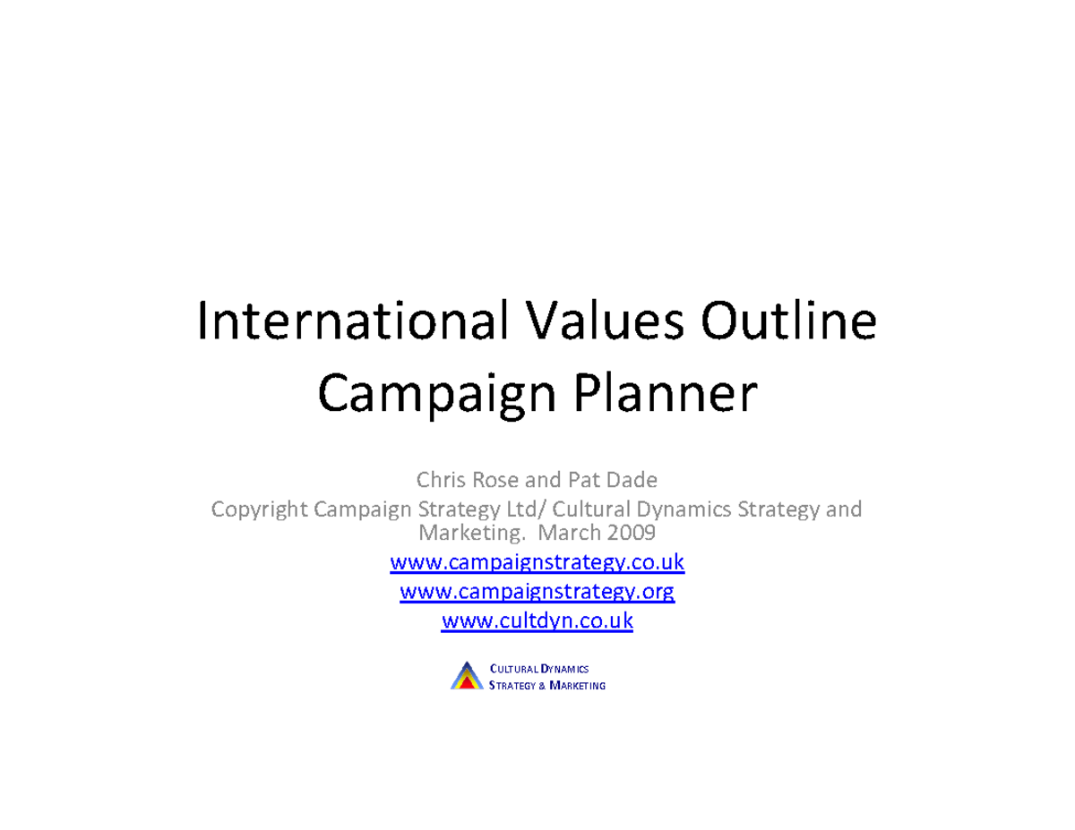 International Values Campaign - Drivers and motivation - Comunicación ...