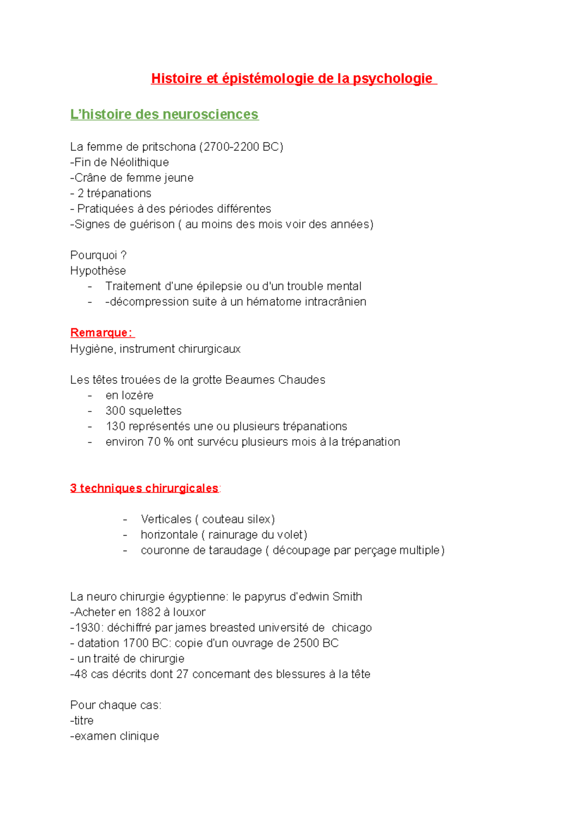 L'histoire des neuro-sciences - Histoire et épistémologie de la ...