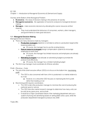 EC 260 - Chapter 7 Firm Organization and Market Structure - EC 260 ...