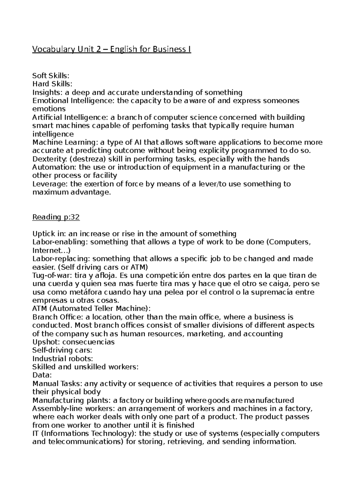 Vocabulary Unit 2 - Vocabulario - Vocabulary Unit 2 – English for ...