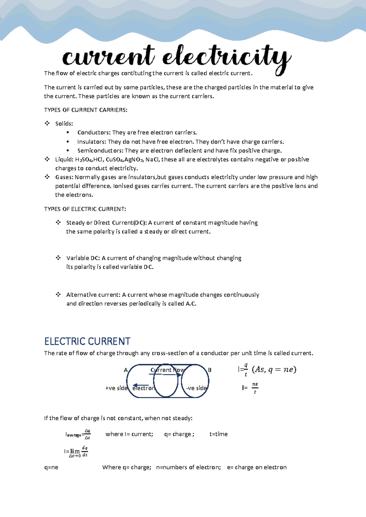 Current Electricity - This note is helpful for JEE/NEET and CBSE board ...