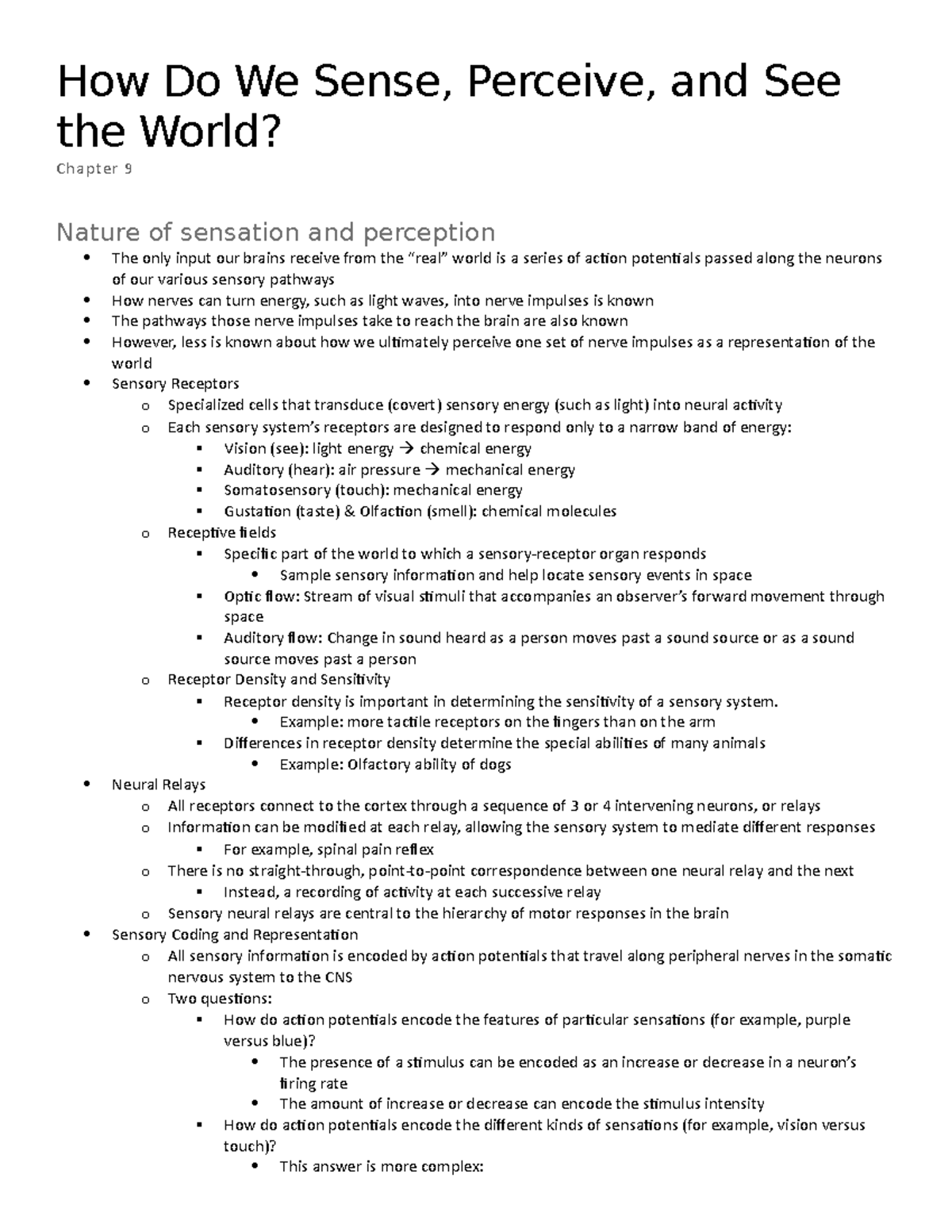 How Do We Sense, Percieve, and See the World - How Do We Sense ...