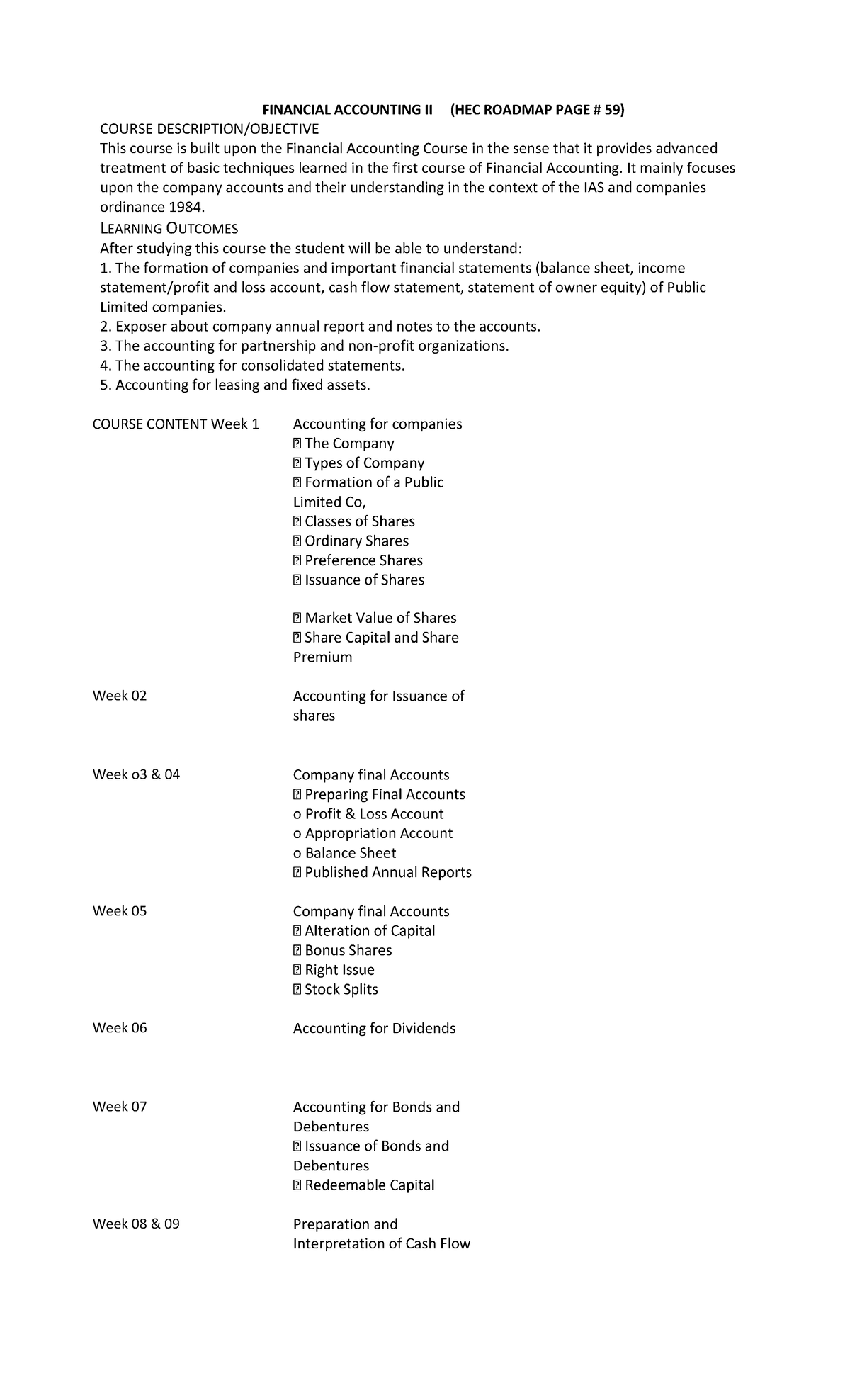 BBA-2-(2019 ) - FINANCIAL ACCOUNTING II (HEC ROADMAP PAGE # 59) COURSE ...