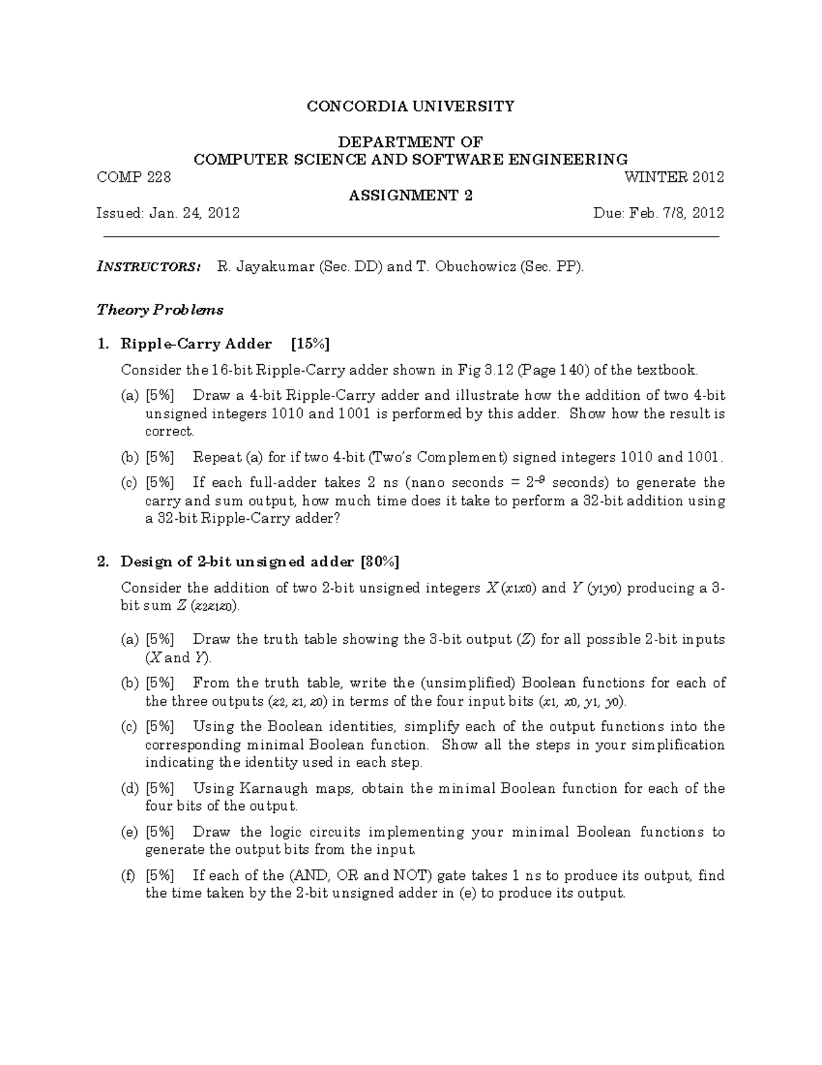 Assign 2 - good file - CONCORDIA UNIVERSITY DEPARTMENT OF COMPUTER SCIENCE AND SOFTWARE ...