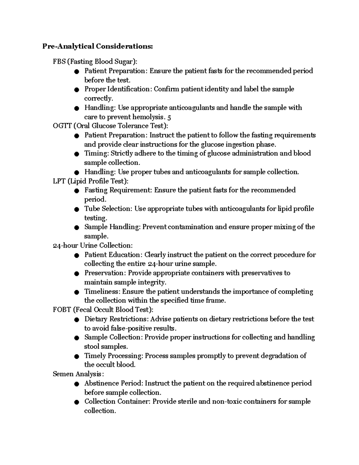 LAB MAN analytical considerations - Pre-Analytical Considerations: FBS ...
