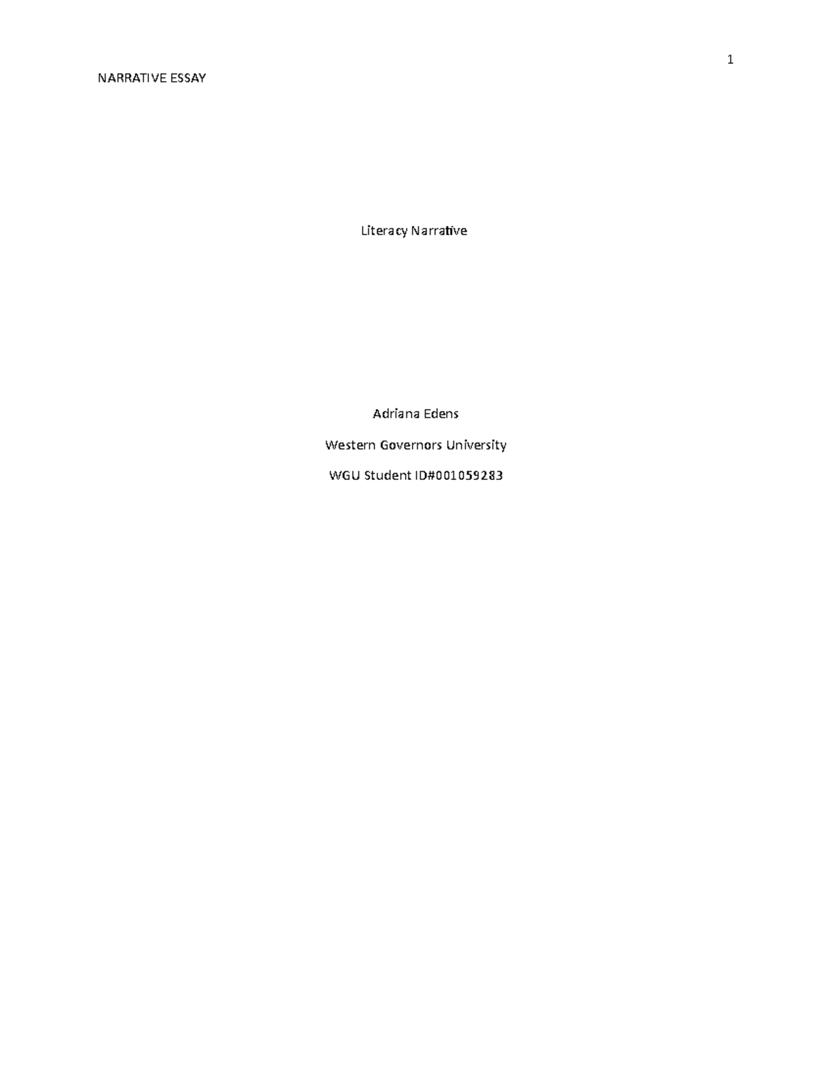 Literacy Narrative 2021 - Literacy Narrative Adriana Edens Western ...