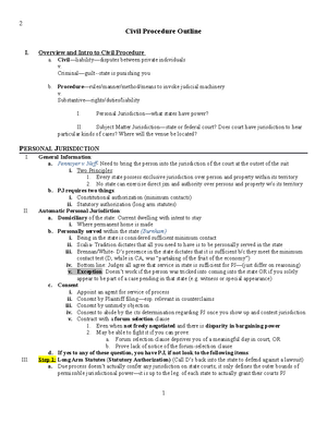 Civil Procedure II - Outline - Civil Procedure II : Outline Personal ...