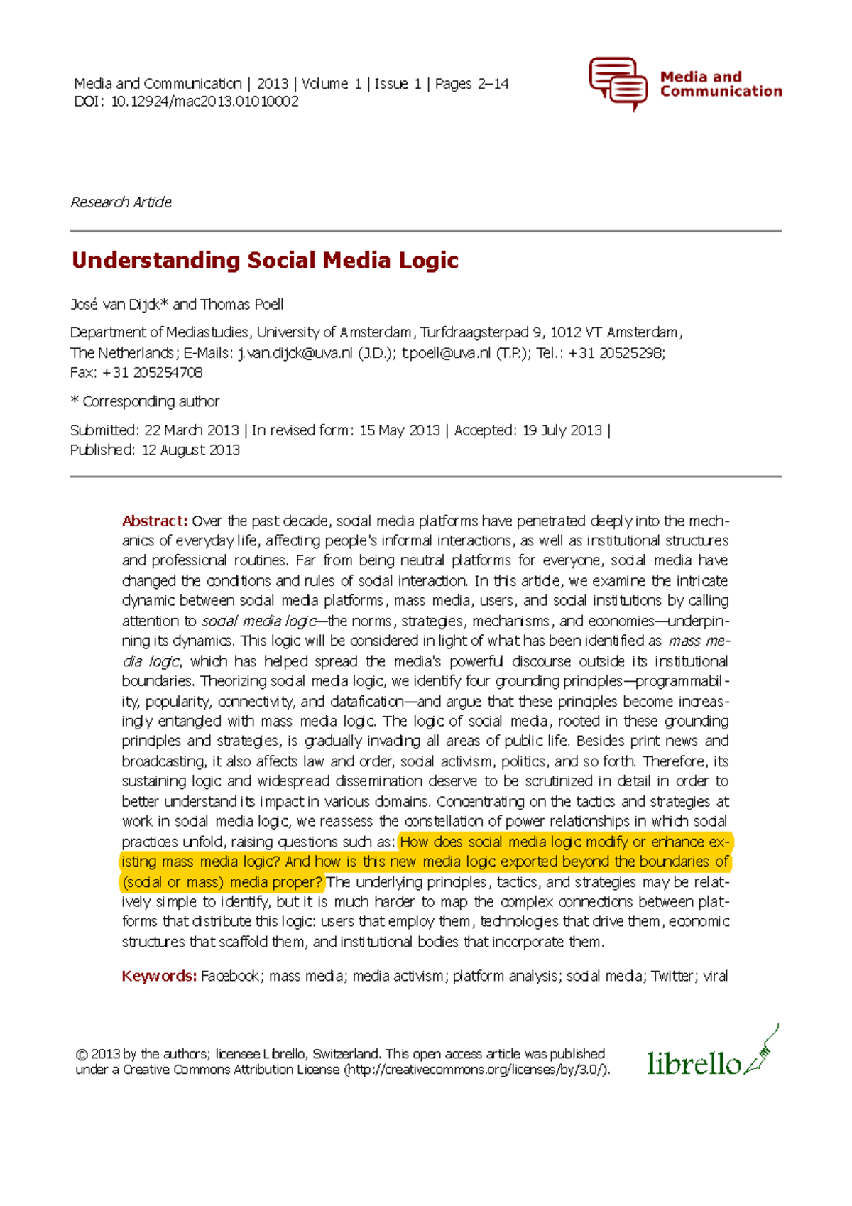 2013 Understanding Soc Med Logic - Media and Communication | 2013 ...