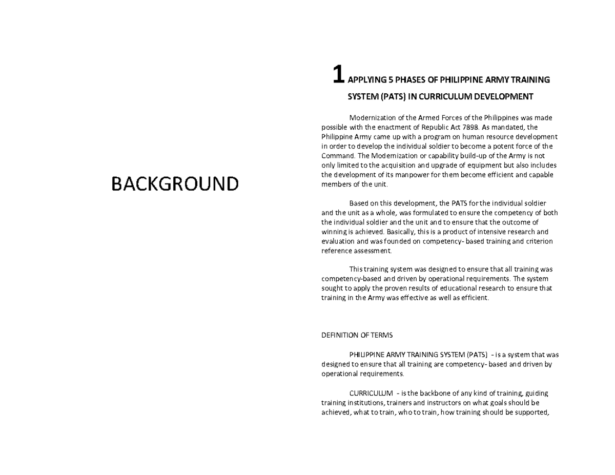 1 Background (IDT HO) - BACKGROUND 1 APPLYING 5 PHASES OF PHILIPPINE ...