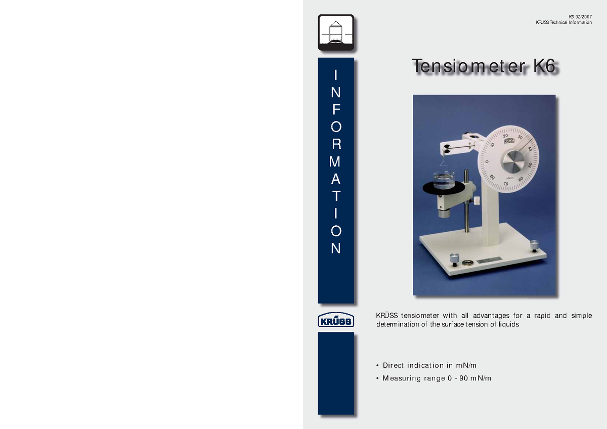 Tensiometer reference - Tensiom et er K K6 02/ KRÜSS Technical ...