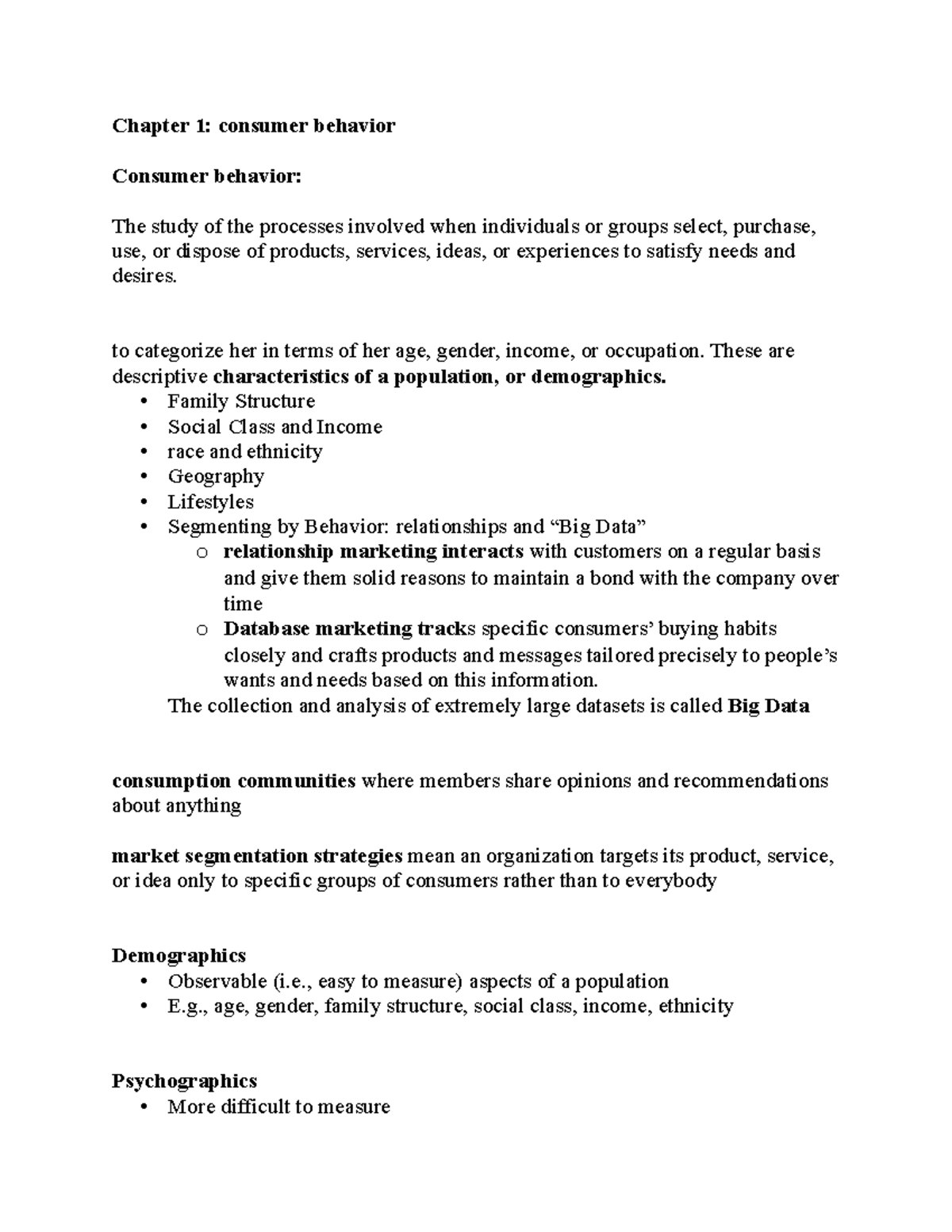 3210 Chapter 1 consummer behavior - Chapter 1: consumer behavior ...