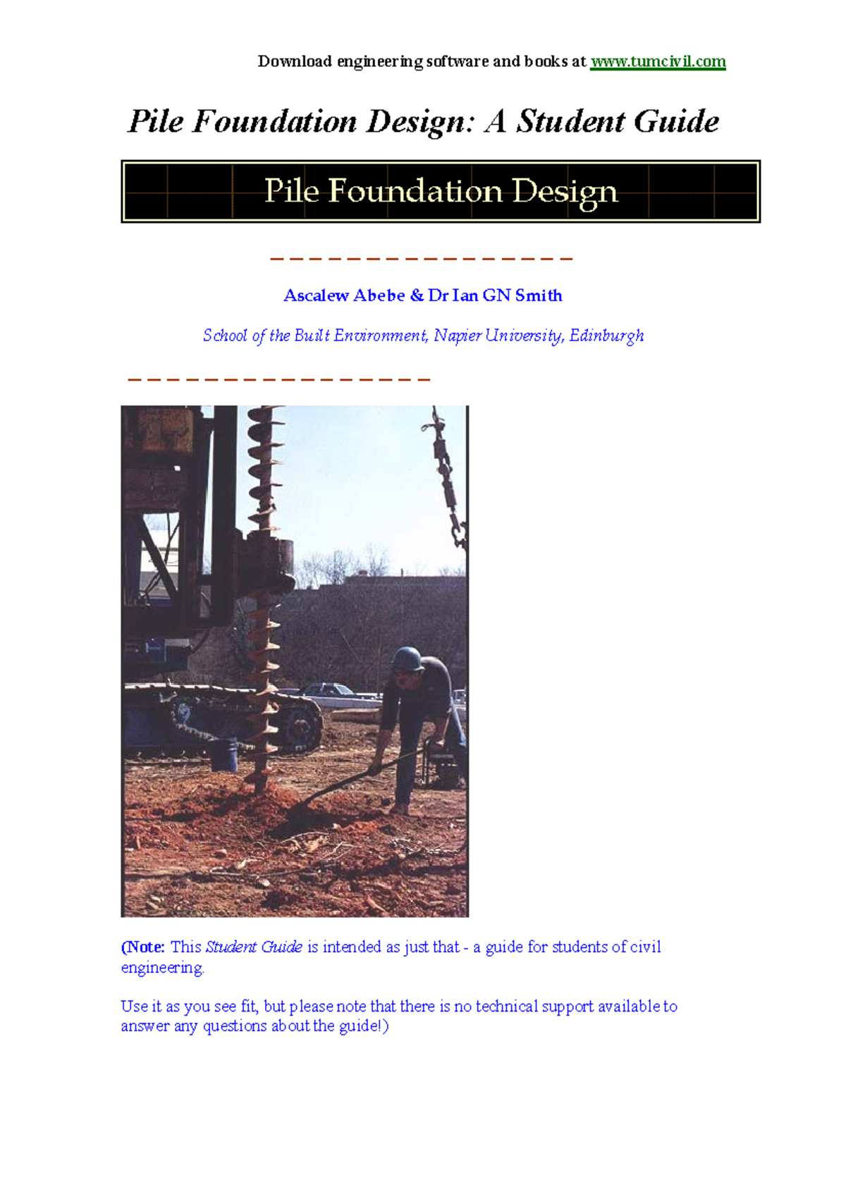 CGE-202 7 Pile Foundation Design A Student Guide - Pile Foundation ...