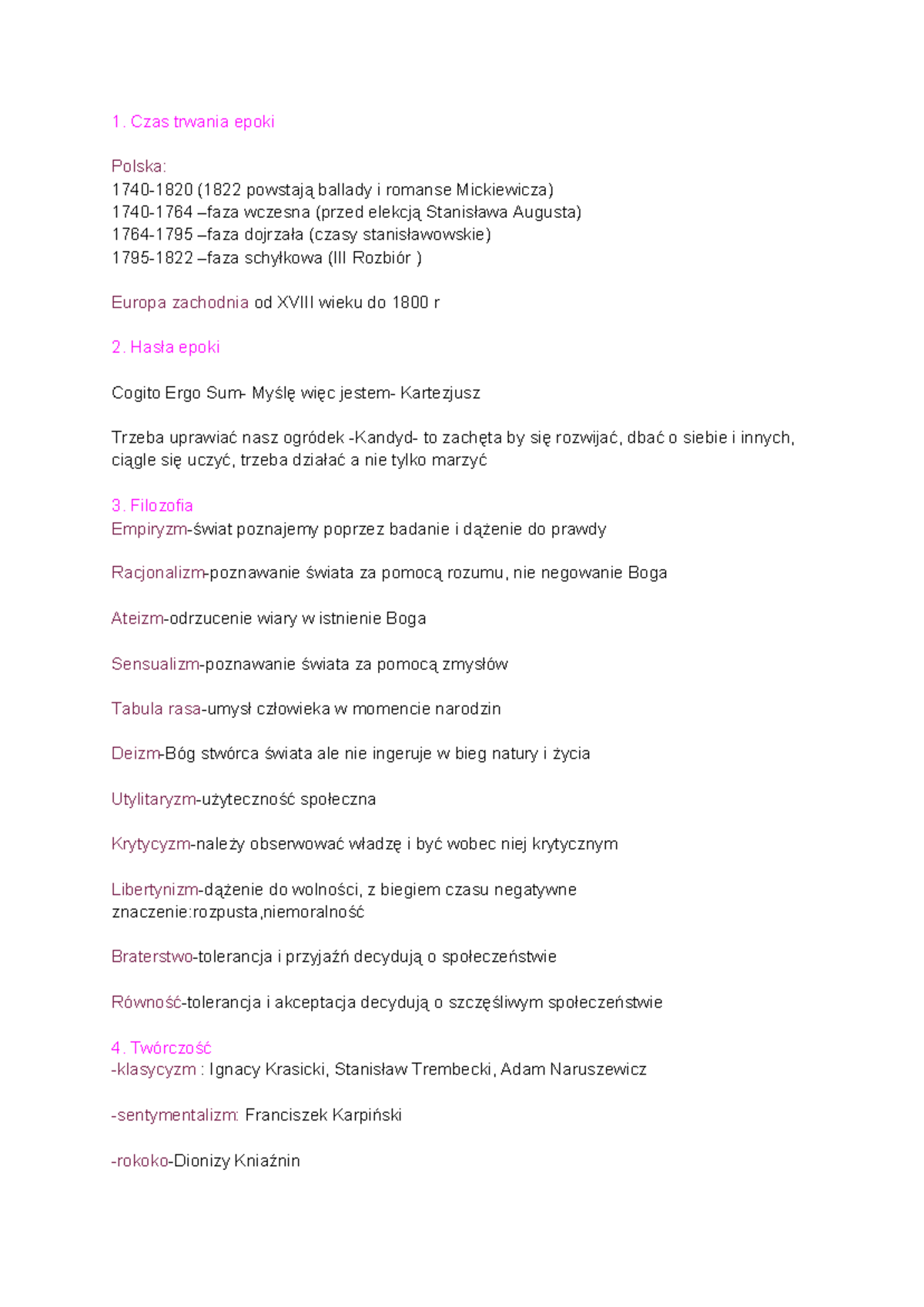 Oświecenie język polski - Czas trwania epoki Polska: 1740-1820 (1822 ...