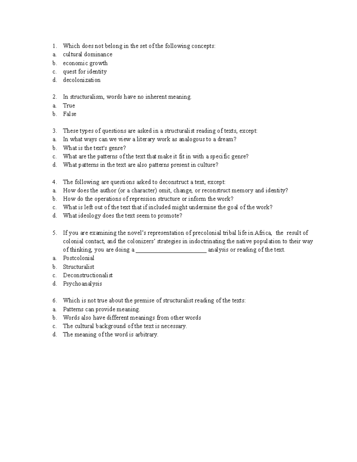 Literary Criticism Graded Task 3 with Answers - Which does not belong ...